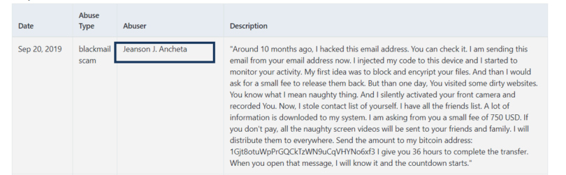 Remove Jeanson Ancheta Email Virus - Malware Complaints